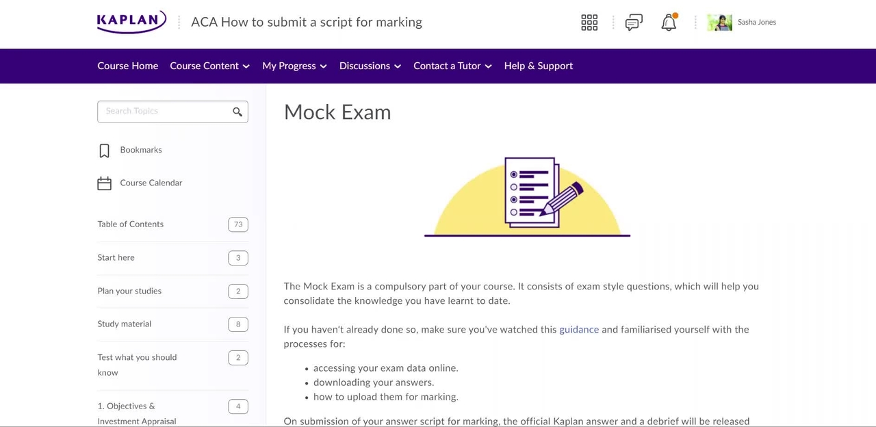 ACA How to submit a script for marking