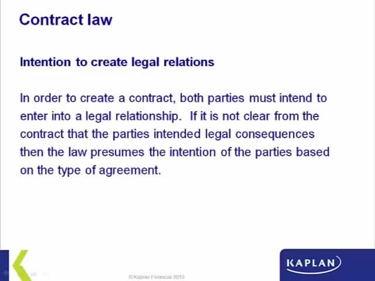 English Contract Law - Intention to Create Legal Relations