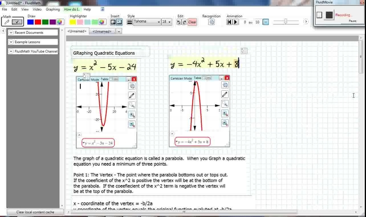 Graphing Quadratic Equations