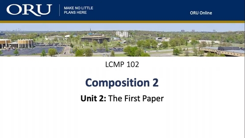 LCMP 102 Unit 2 The first paper