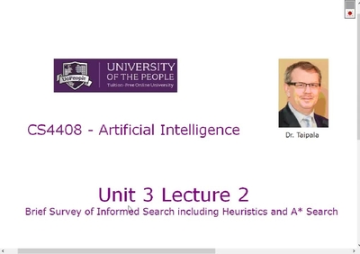 CS4408 Artificial Intelligence Unit 3 Lecture 2