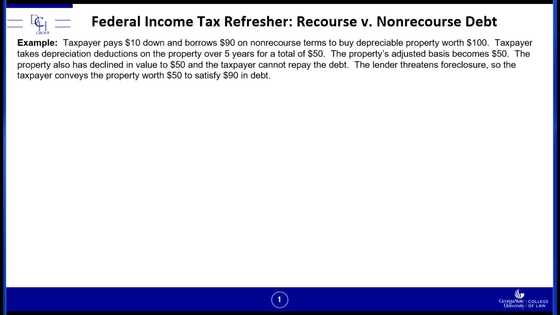 Video 11.1 Tax Refresher Recourse v Nonrecourse Debt