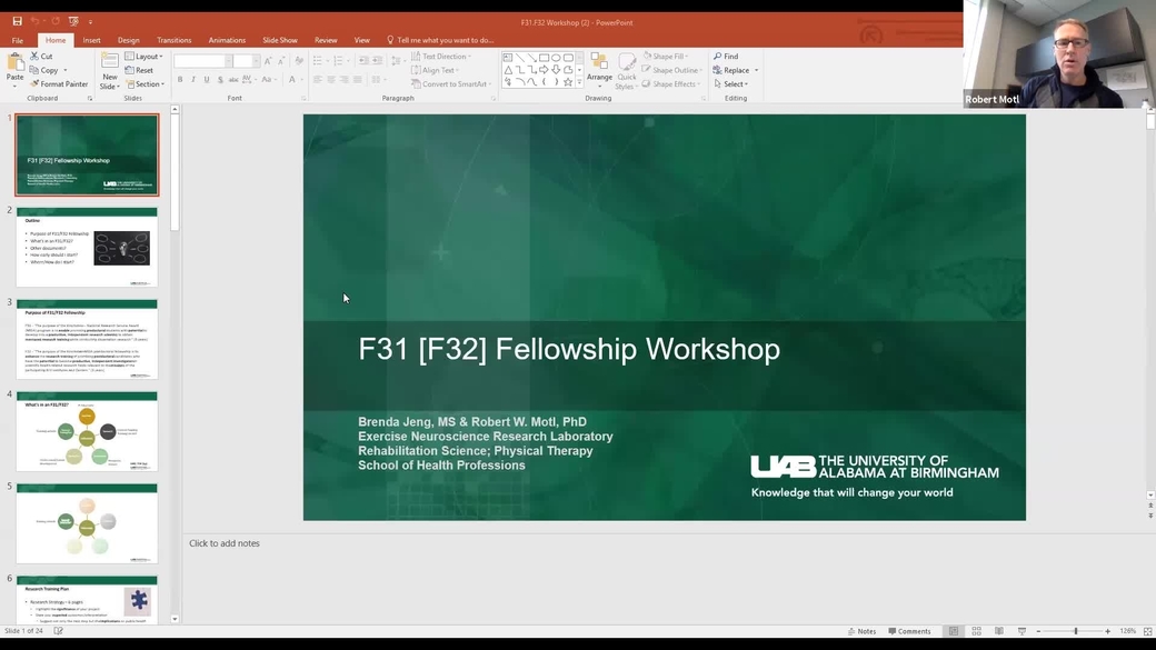 F31_F32 Workshop - Brenda Jeng, MS and Robert Motl, PhD