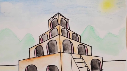Mesopotamian Ziggurat Drawing