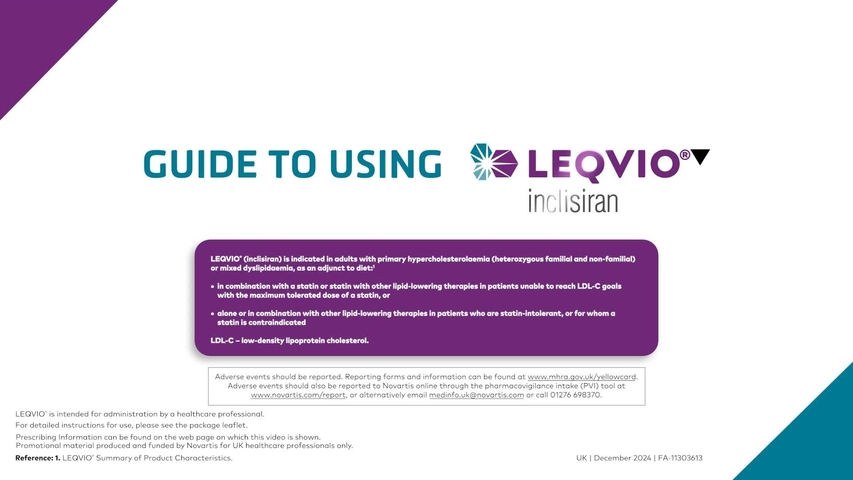 LEQVIO® (inclisiran) Dosing and Administration | Novartis Pro Portal