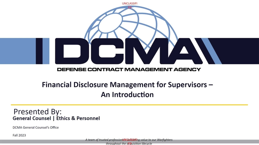 CMI 2100 Ethics - Financial Disclosure Management for Supervisors ...