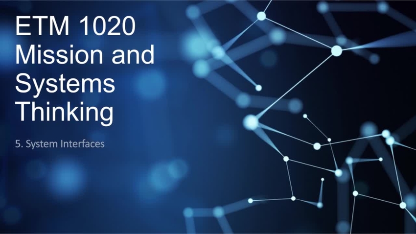 ETM 1020, Lesson 5, System Interfaces