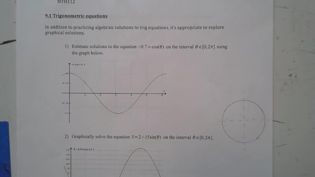 Chapter 9.1 Trig Equations: KEY