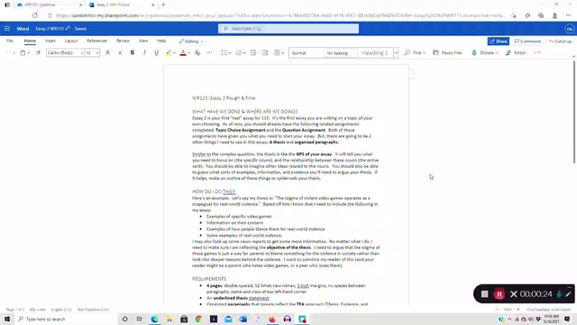 WR115: Video on Essay 2