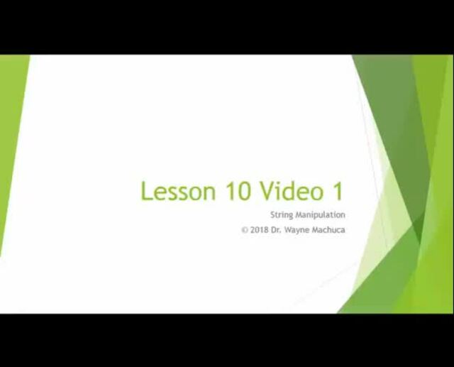 ISTM133P - L10V1 String Manipulation