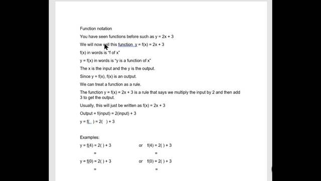 Introduction to Function notation