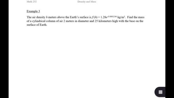 Math 252 8.4 Density and Mass Column of Air