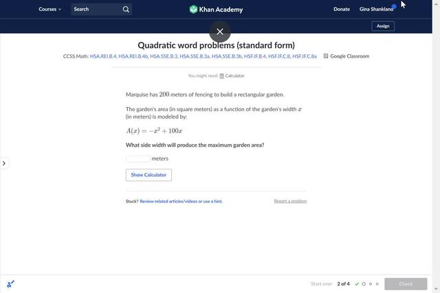 Math 95 - Applications with Quadratic Equations