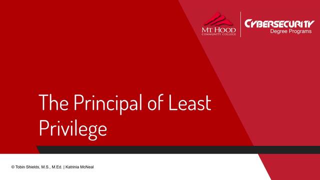 Principal of Least Privilege