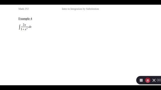 Math 252 7.1 U-Sub Intro (Example 4)