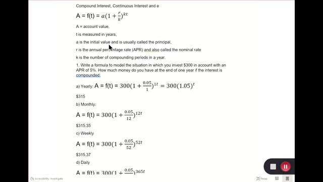 Compound and Continuous Interest and the number e