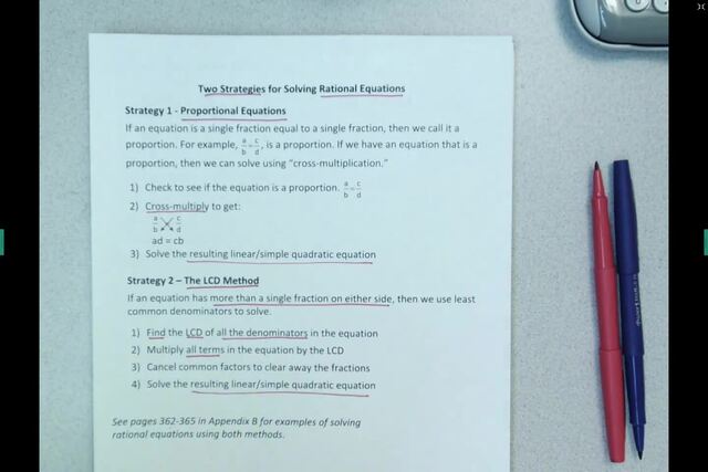 Math 95 - Review Solving Rational Equations (LCD Method)
