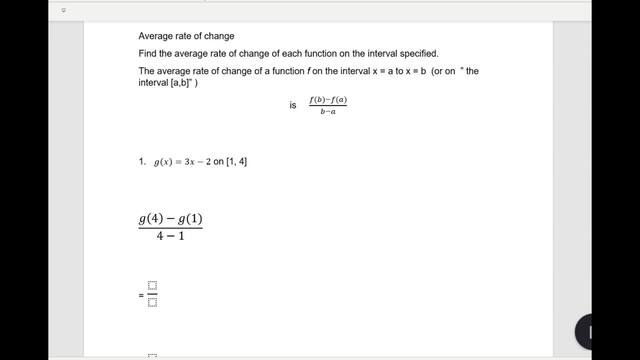 Average Rate of Change of a Linear Function