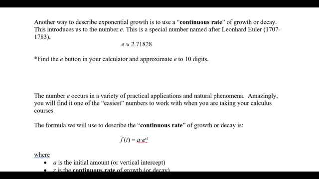 Math 111z Introducing The Number e and Example 1