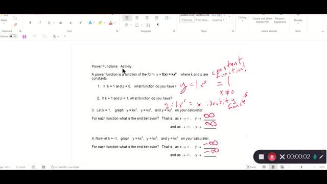 video Lecture on Answers to Power Function Activity