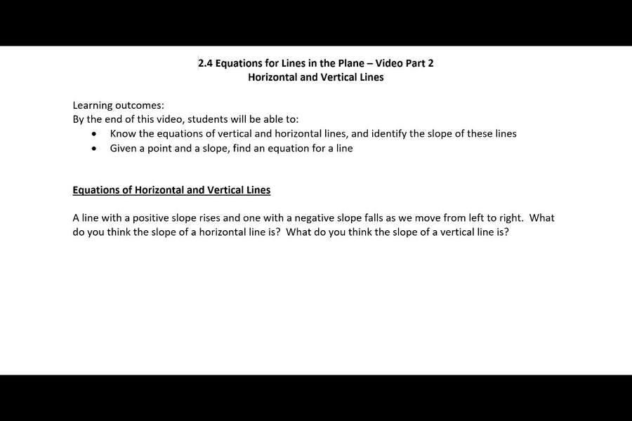 2.4 Part 2 Video - Horizontal and Vertical Lines