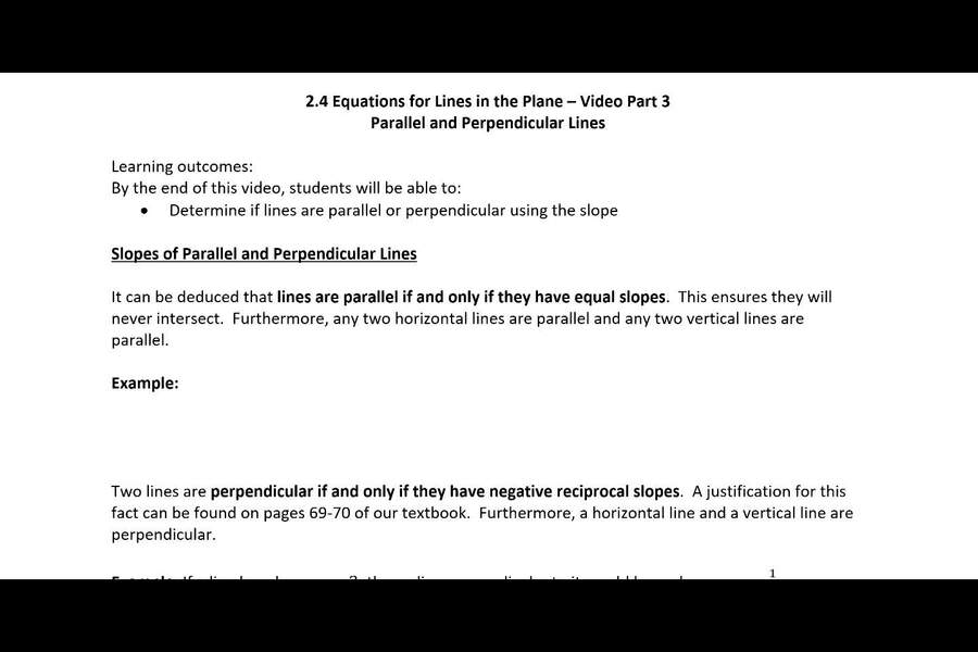 2.4 Part 3 Video - Parallel and Perpendicular Lines