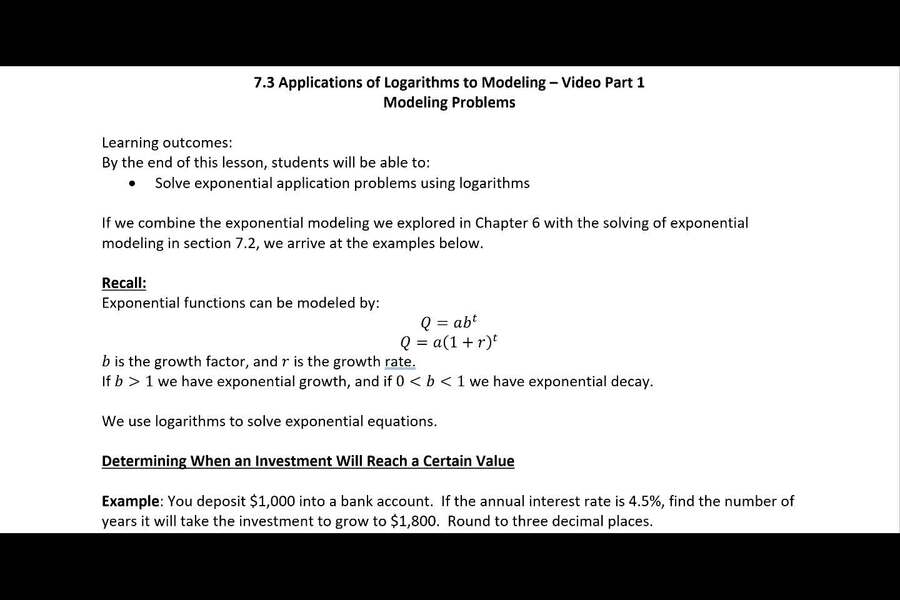 7.3 Part 1 Video - Modeling Problems