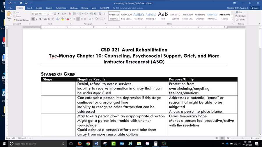 Chapter 9: Counseling in AR Instructor Screencast (CSD 321)