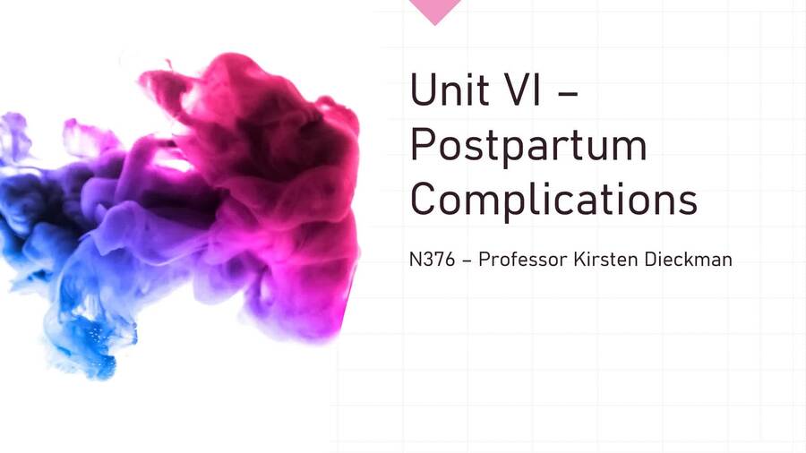 Unit VI – Postpartum Complications_FC