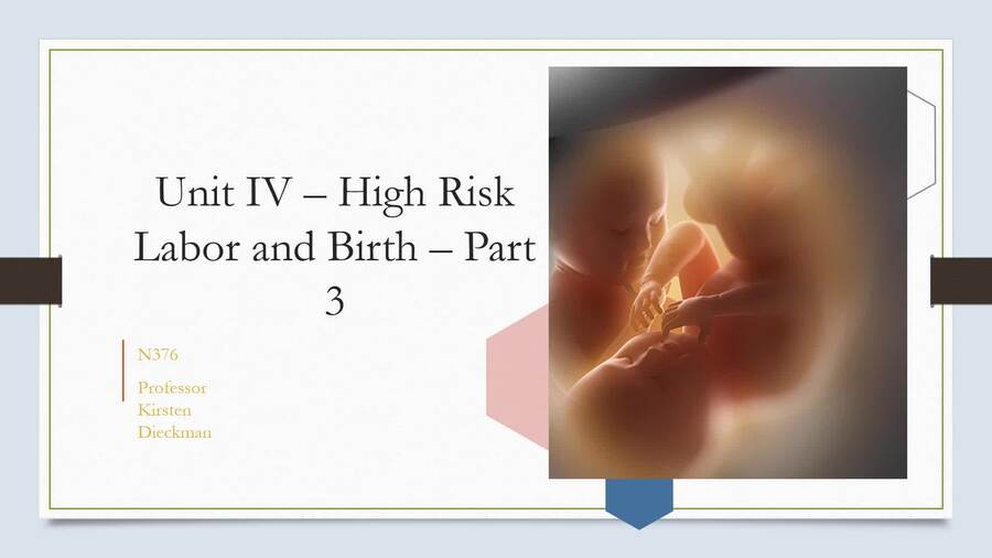 Unit IV - High-Risk Labor and Birth Procedues Part 3