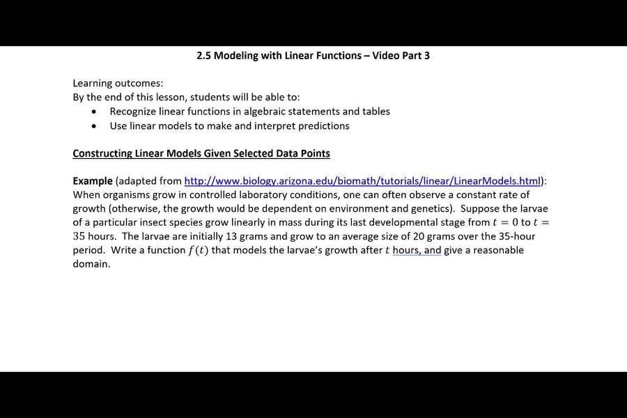 2.5 Part 3 Video - Linear Models from Points