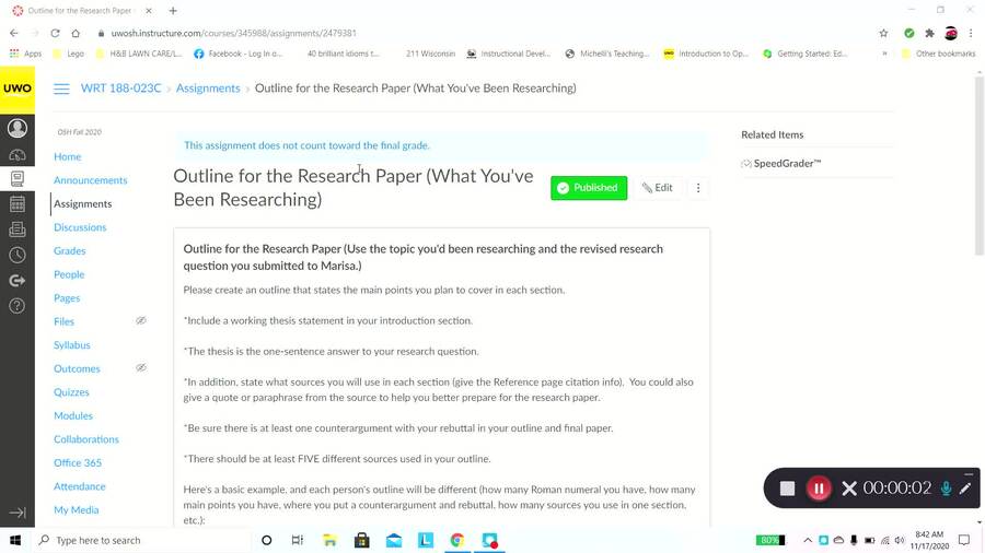 WRT 188 Outline Info