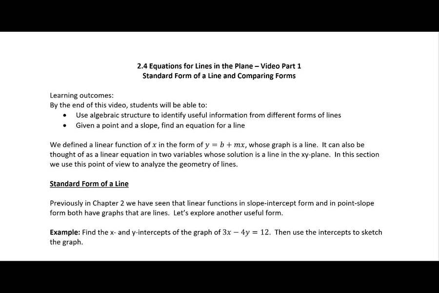 2.4 Part 1 Video - Standard Form and Comparing All Linear Forms