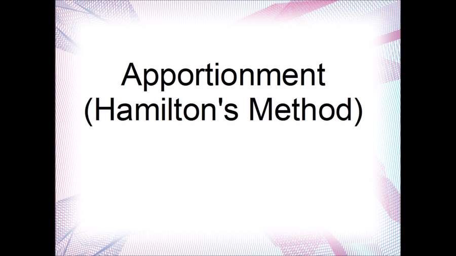 4.2: Hamilton's Apportionment Method