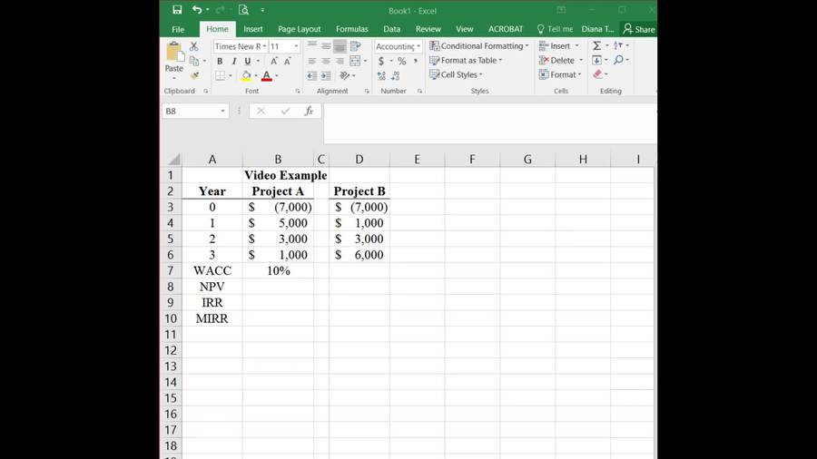 Cap Budgeting in Excel
