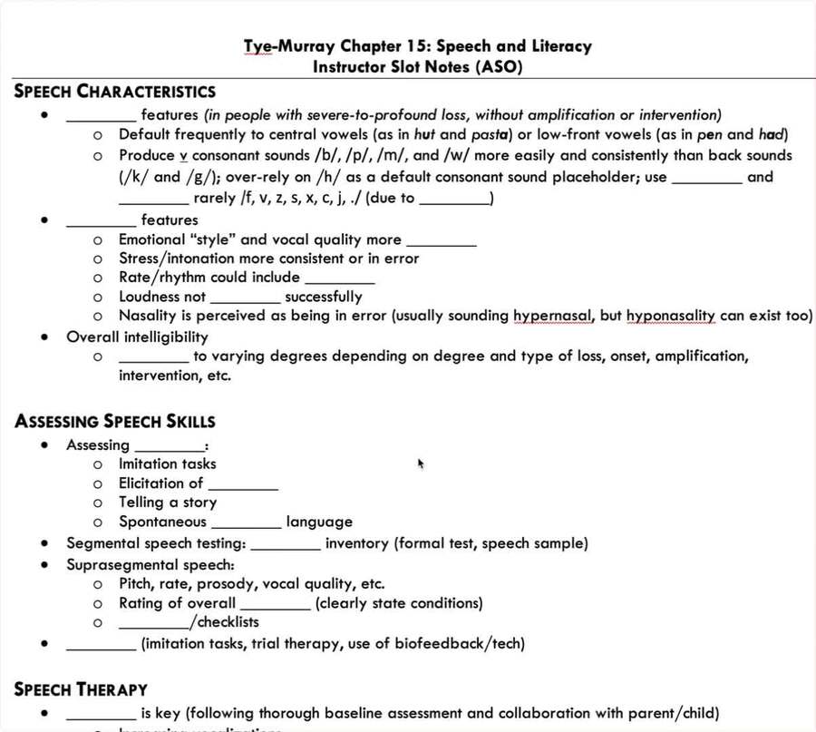 SLHS 321 Chapter 15 (6th ed): Speech and Literacy
