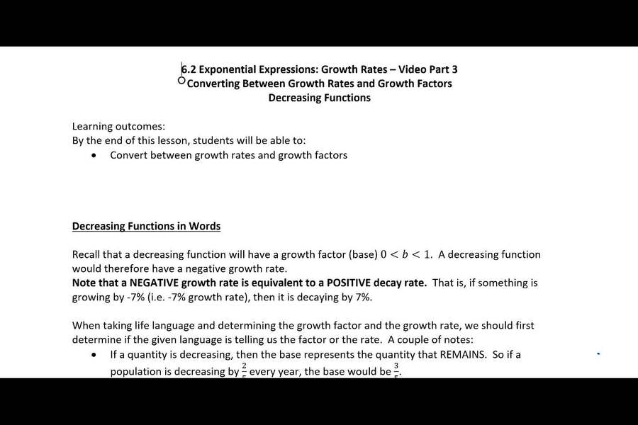 6.2 Part 3 Video - Decreasing Function Growth Rates