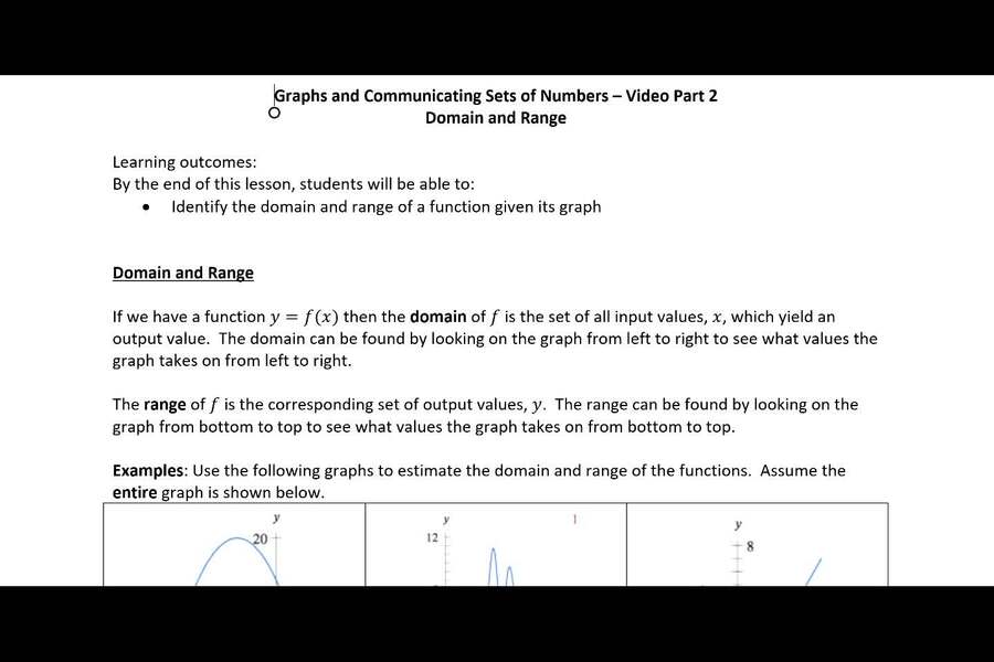 Graphs and Interval Notation Part 2 Video - Domain and Range
