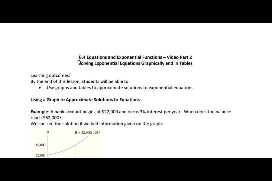 6.4 Part 2 Video - Solving Exponential Equations Graphically and with Tables