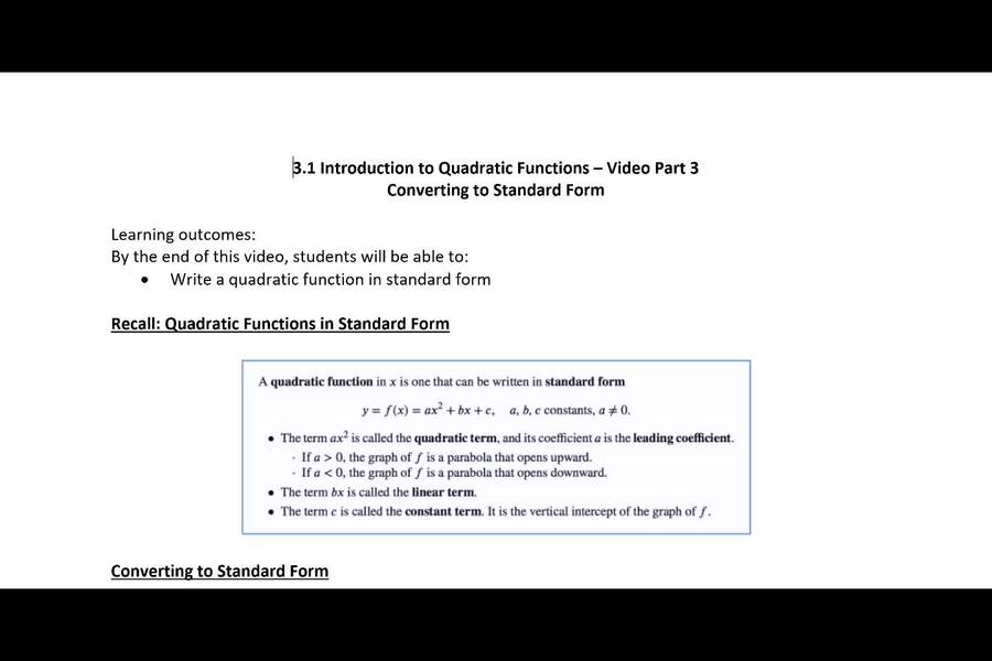 3.1 Part 3 Video - Converting to Standard Form