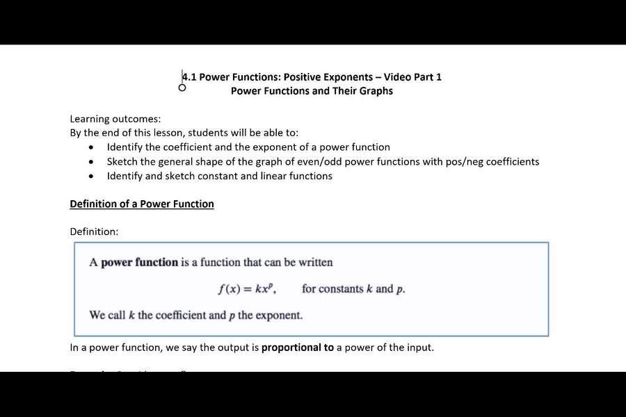 4.1 Part 1 Video - Power Functions and Their Graphs