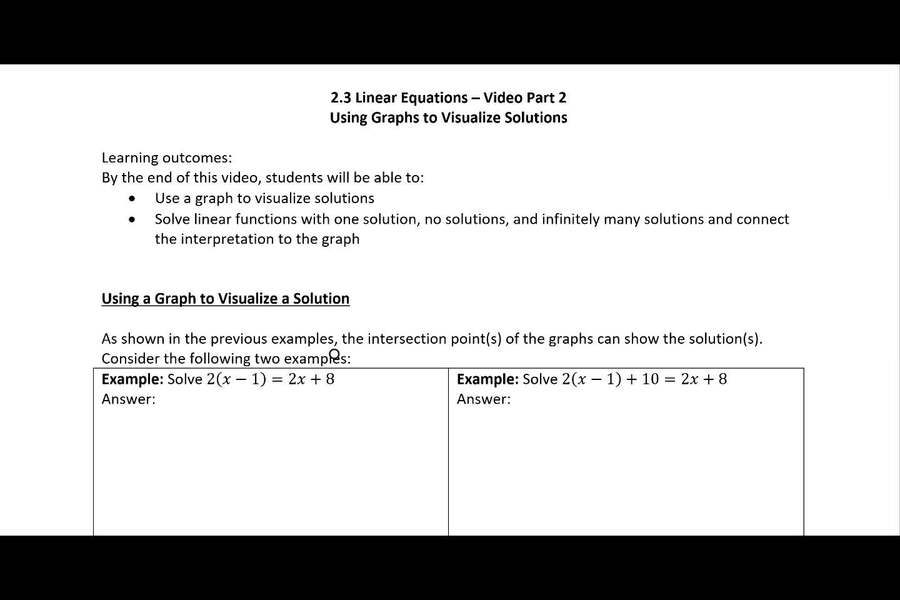 2.3 Part 2 Video - Using Graphs to Visualize Solutions