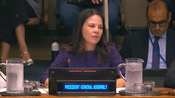 Annalena Baerbock (General Assembly President) at the First Committee, 2nd plenary meeting ...