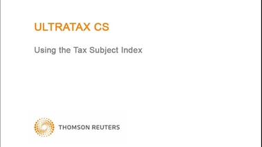 Product Training - US | Thomson Reuters - UltraTax CS
