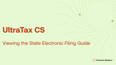 Product Training - US | Thomson Reuters - UltraTax CS