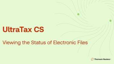 Product Training - US | Thomson Reuters - UltraTax CS