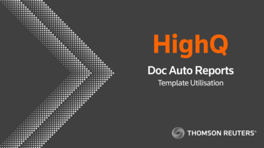 Product Training - US | Thomson Reuters - HighQ