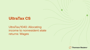 Product Training - US | Thomson Reuters - UltraTax CS
