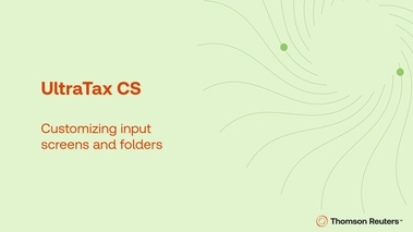 Product Training - US | Thomson Reuters - UltraTax CS