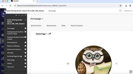 Keiser Writing Studio Navigation